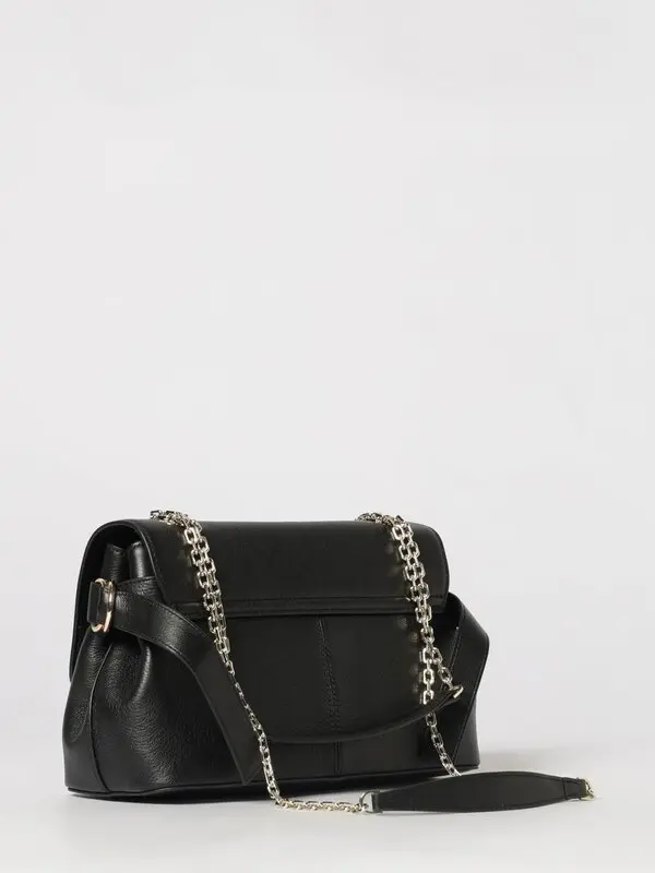 Patrizia Pepe Flared Smooth Leather Shoulder Bag With Sliding Chain Handle
