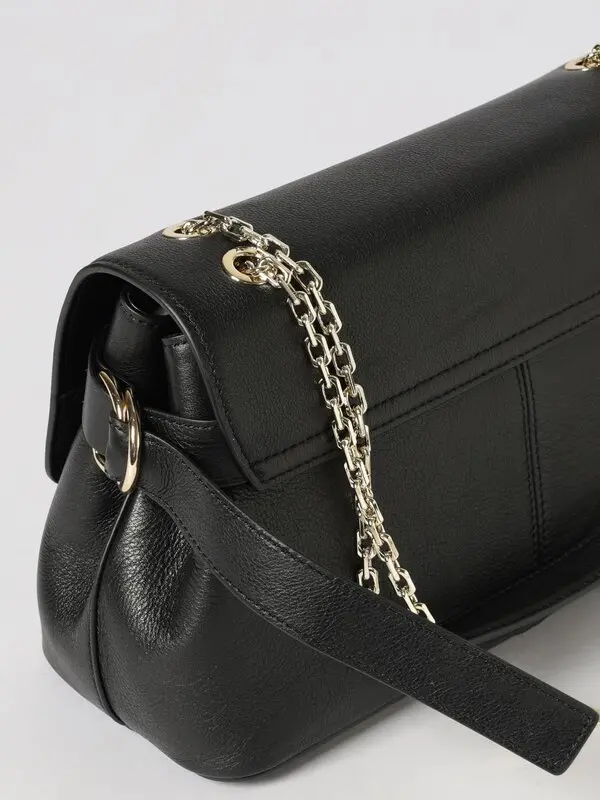 Patrizia Pepe Flared Smooth Leather Shoulder Bag With Sliding Chain Handle