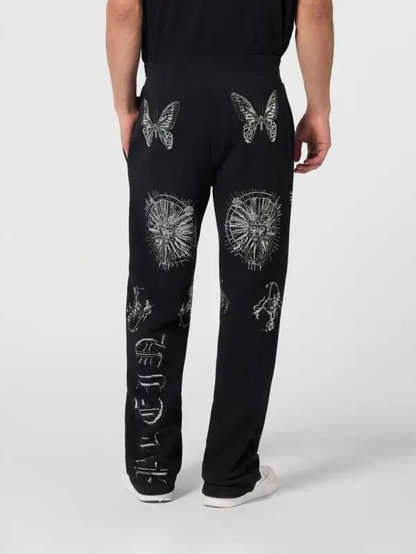 Philipp Plein Slim Fit Graphic Print Cotton Blend Jogging Trousers With Drawstring