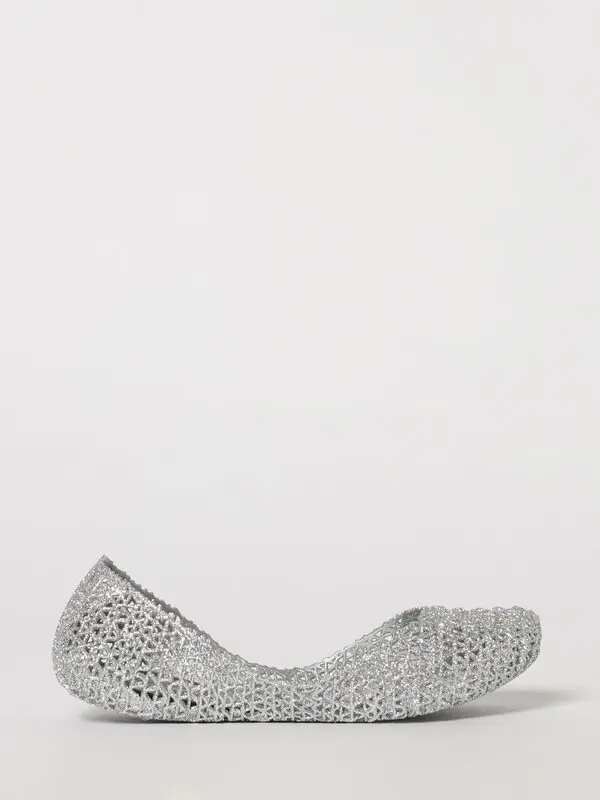 Melissa Campana Perforated Glitter Pvc Ballet Flats - Silver