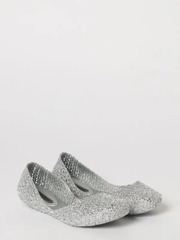Melissa Campana Perforated Glitter Pvc Ballet Flats - Silver