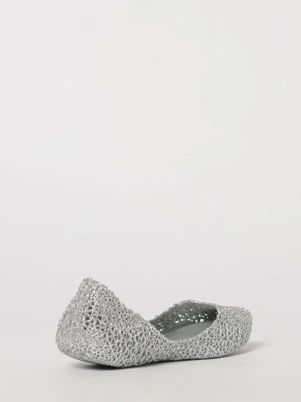 Melissa Campana Perforated Glitter Pvc Ballet Flats - Silver
