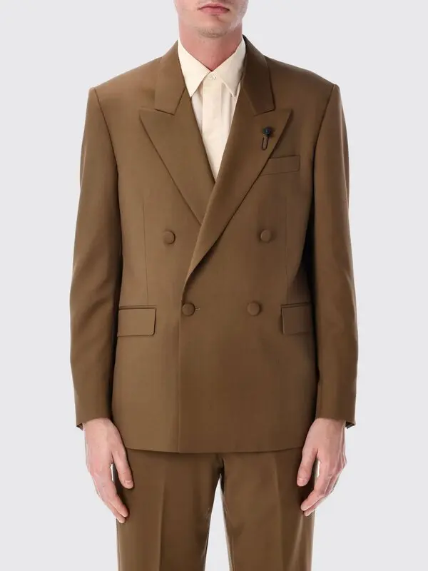 LARDINI Double-breasted Pure Virgin Wool Blazer With Peak Lapels
