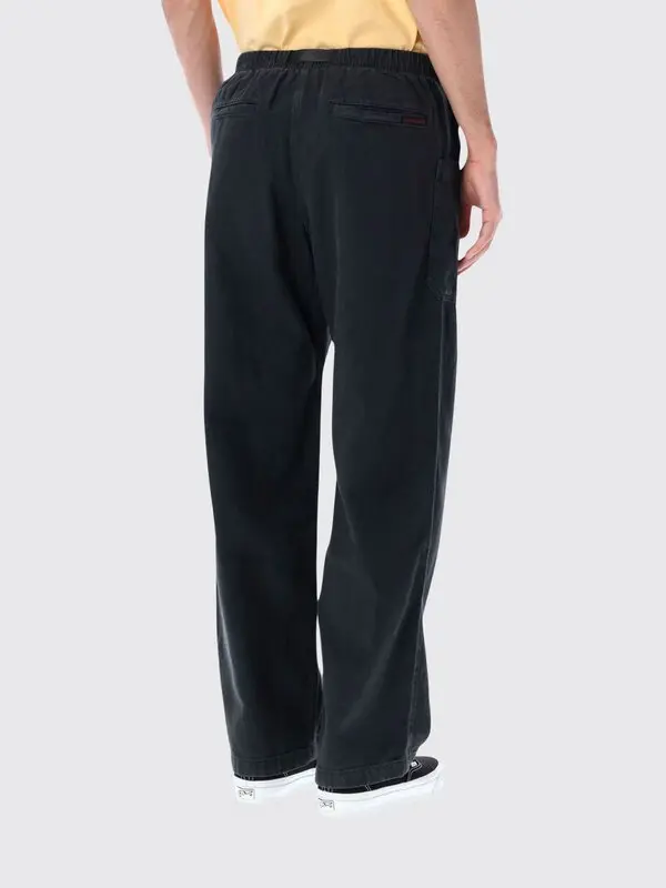 Gramicci Wide Leg Cargo Trousers In Hemp And Cotton Blend - Black