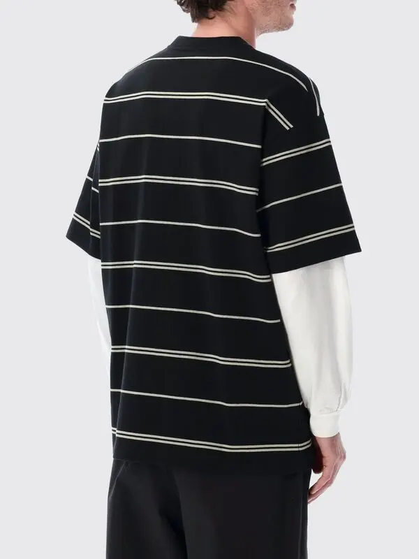 Comme Des Garçons Double-layer Long-sleeved Striped Cotton T-shirt
