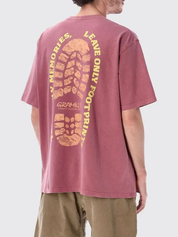 Gramicci Relaxed Fit Cotton T-shirt With Graphic Print And Dropped Shoulders - Amaranth