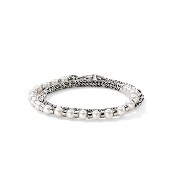 John Hardy Essential Pearl Wrap Bracelet - Sterling Silver