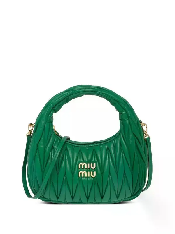 Miu Miu Mini Wander Matelassé Shoulder Bag - Green