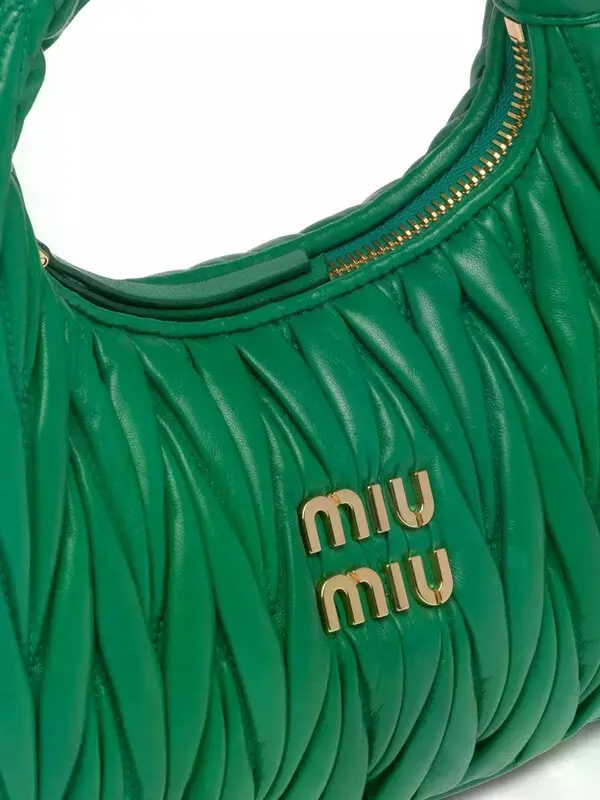 Miu Miu Mini Wander Matelassé Shoulder Bag - Green