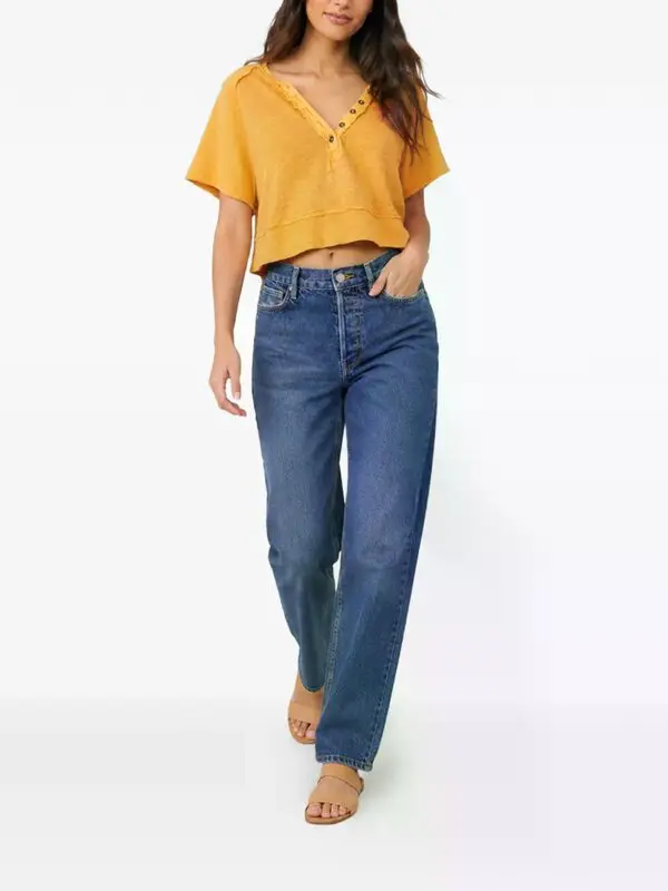 Free People V-neck Buttoned Blouse