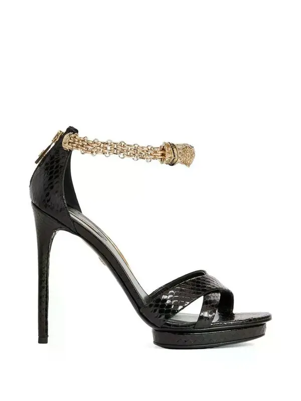 Roberto Cavalli Embellished Stiletto Sandals With Gold-tone Hardware