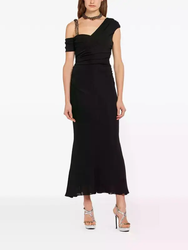 Roberto Cavalli Off-the-shoulder Chain Strap Maxi Dress