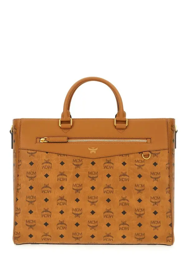 Mcm Monogram Leather Tote Bag