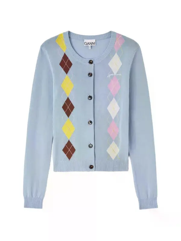 GANNI Argyle Pattern Cardigan