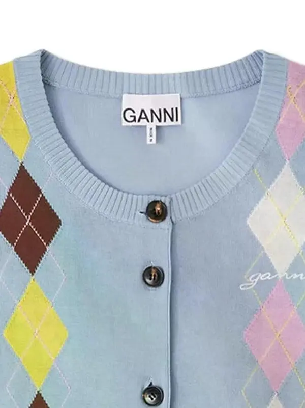 GANNI Argyle Pattern Cardigan