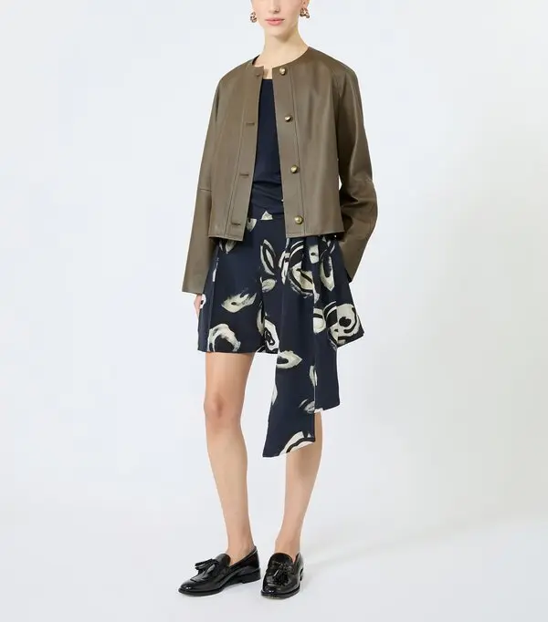 Max Mara Printed Silk Shorts With Tie Sash