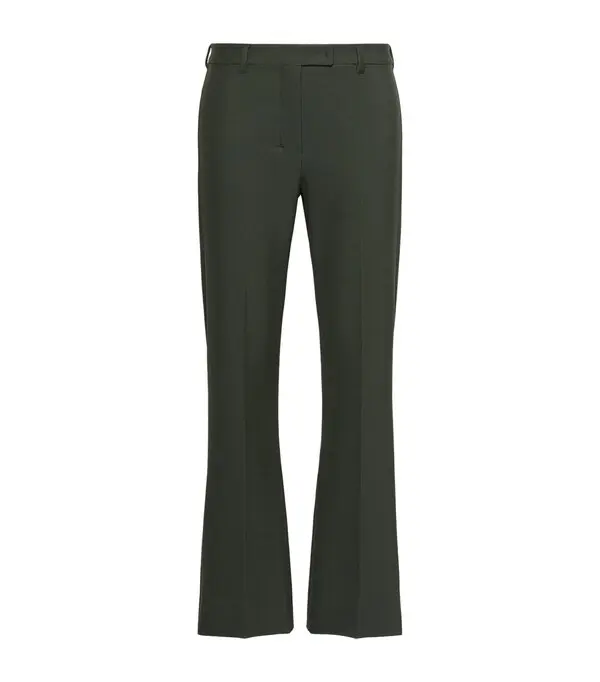 Max Mara Cotton-blend Flared Trousers - Green