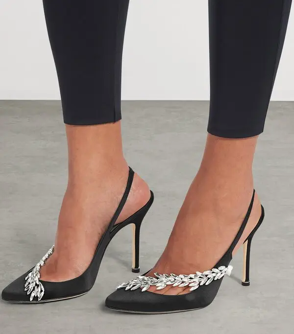 Balenciaga X Manolo Blahnik Embellished Slingback Heels - Black