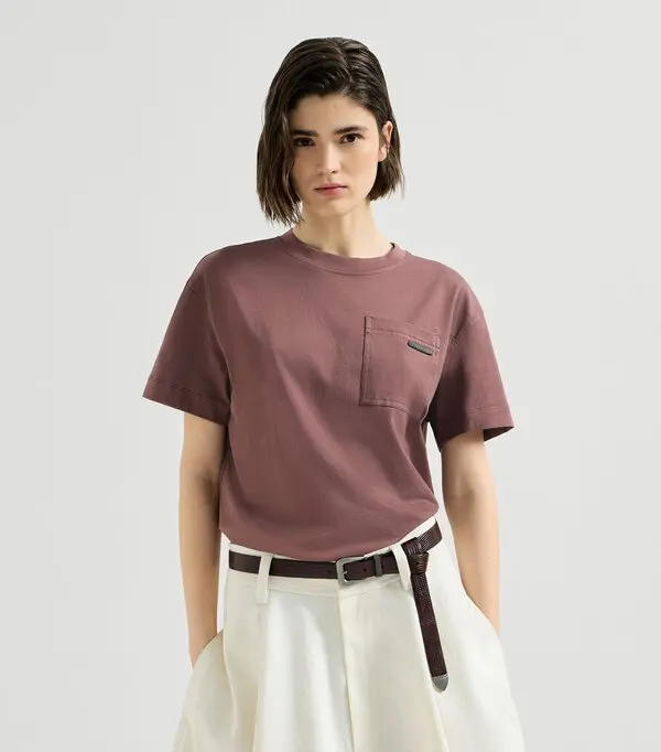 Brunello Cucinelli Cotton Patch Pocket T-shirt - Purple