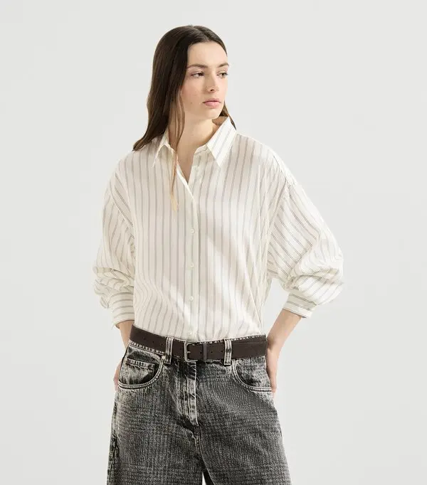 Brunello Cucinelli Silk Stripe Button-up Shirt