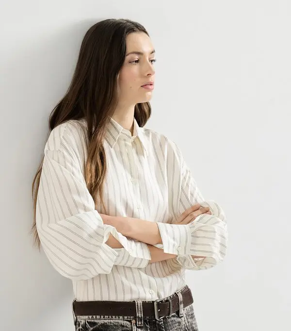 Brunello Cucinelli Silk Stripe Button-up Shirt