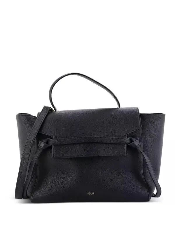 Celine Textured Leather Mini Shoulder Bag - Black