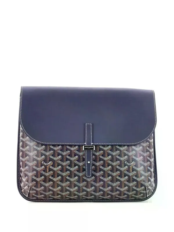 Goyard Coursier Messenger Bag In Coated Canvas And Leather - Blue
