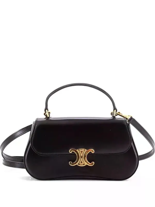 Celine Lola Triomphe Top Handle Bag Leather Teen Satchel - Black