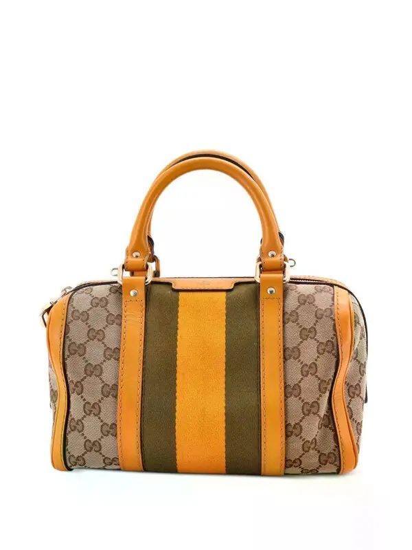 Gucci Vintage Web Boston Bag Gg Canvas Small Satchel