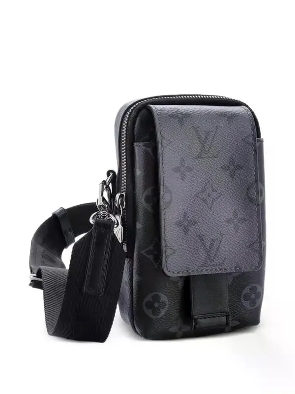 LOUIS VUITTON Double Phone Pouch Nm Reverse Monogram Eclipse Canvas Crossbody Bag