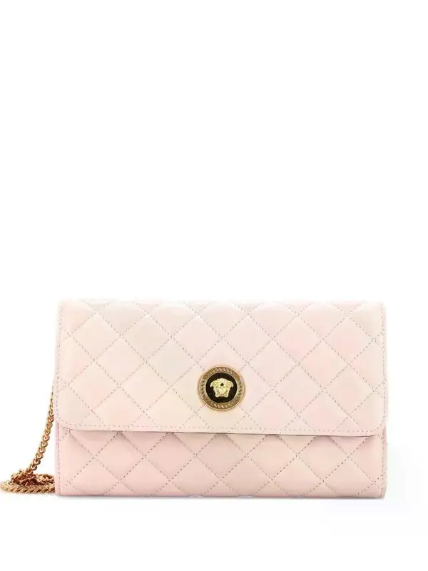 Versace Icon Wallet On Chain Quilted Leather Crossbody Bag - Pink