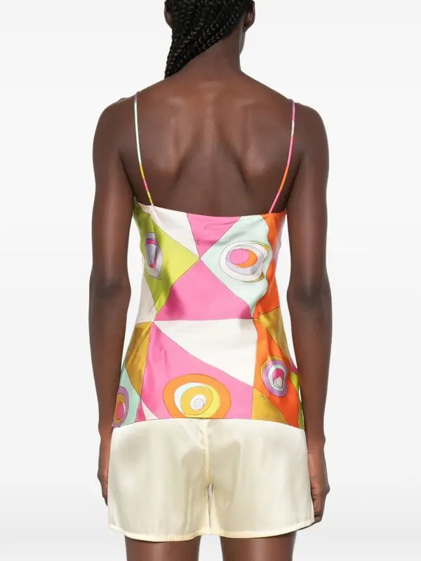 Emilio Pucci Printed Silk V-neck Top