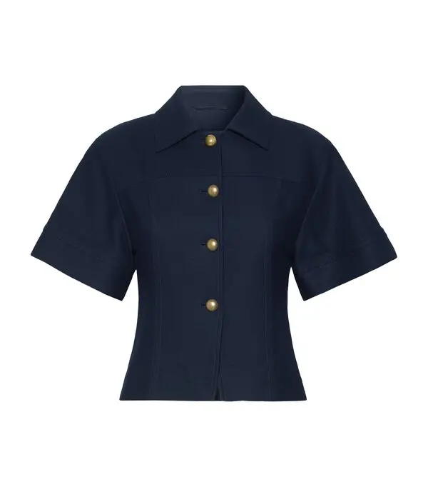 Max Mara Short Sleeve Cotton Jacket - Navy
