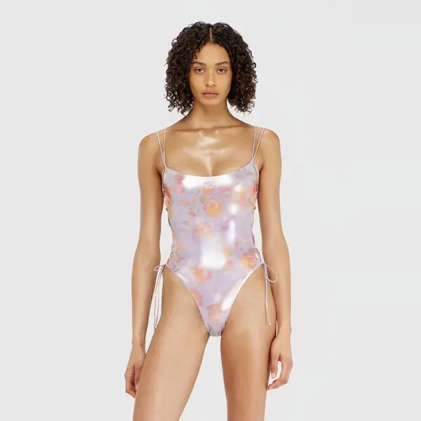 DIESEL® Floral Metallic Lace-up One-piece Swimsuit - Violet