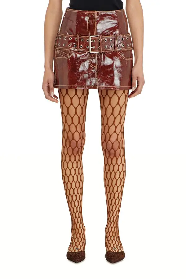 DIESEL® Patent Leather Belted Mini Skirt - Red