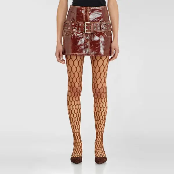 DIESEL® Patent Leather Belted Mini Skirt - Red