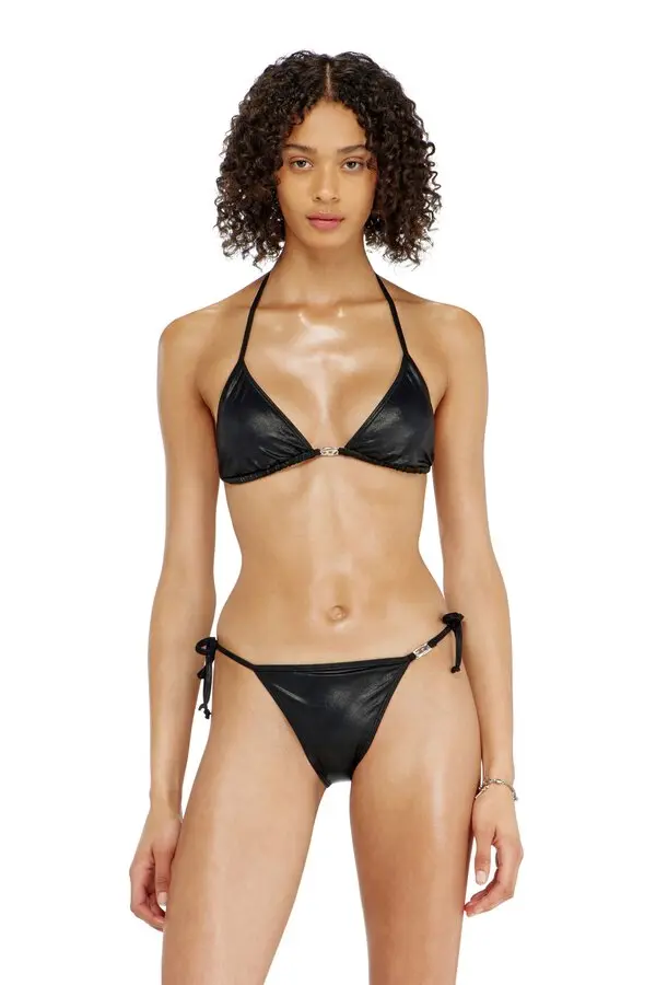 DIESEL® Shimmery Triangle Bikini Top - Black