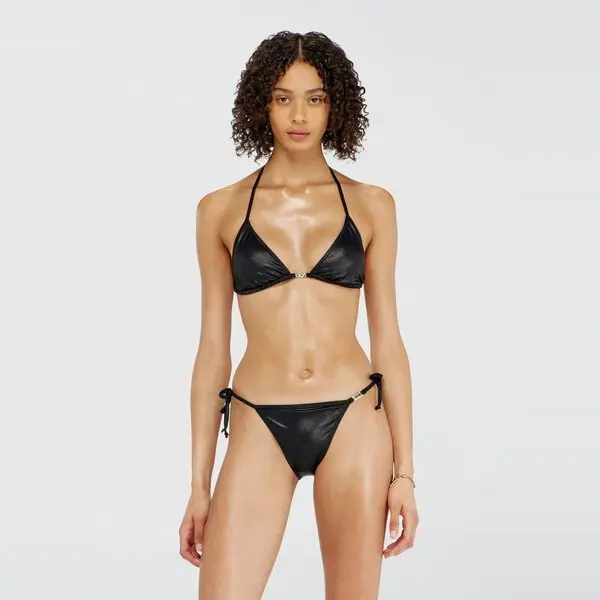 DIESEL® Shimmery Triangle Bikini Top - Black