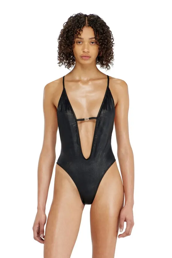 DIESEL® Plunge Neckline One-piece Swimsuit - Black