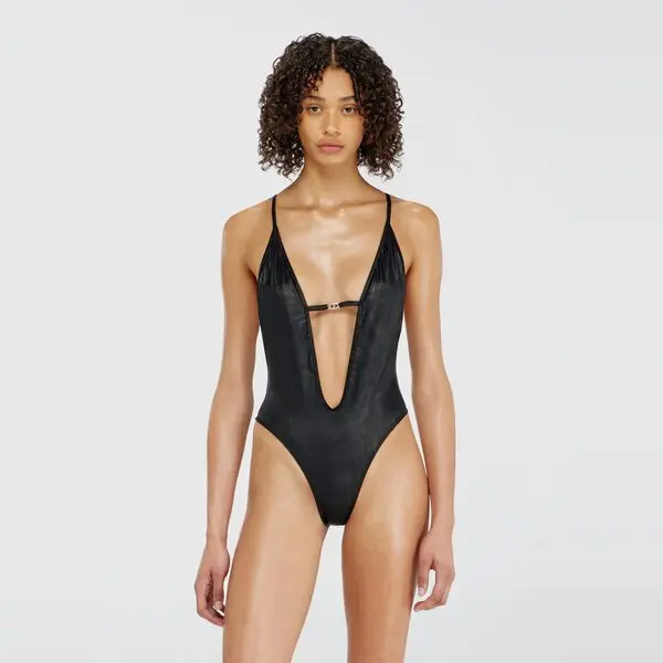 DIESEL® Plunge Neckline One-piece Swimsuit - Black
