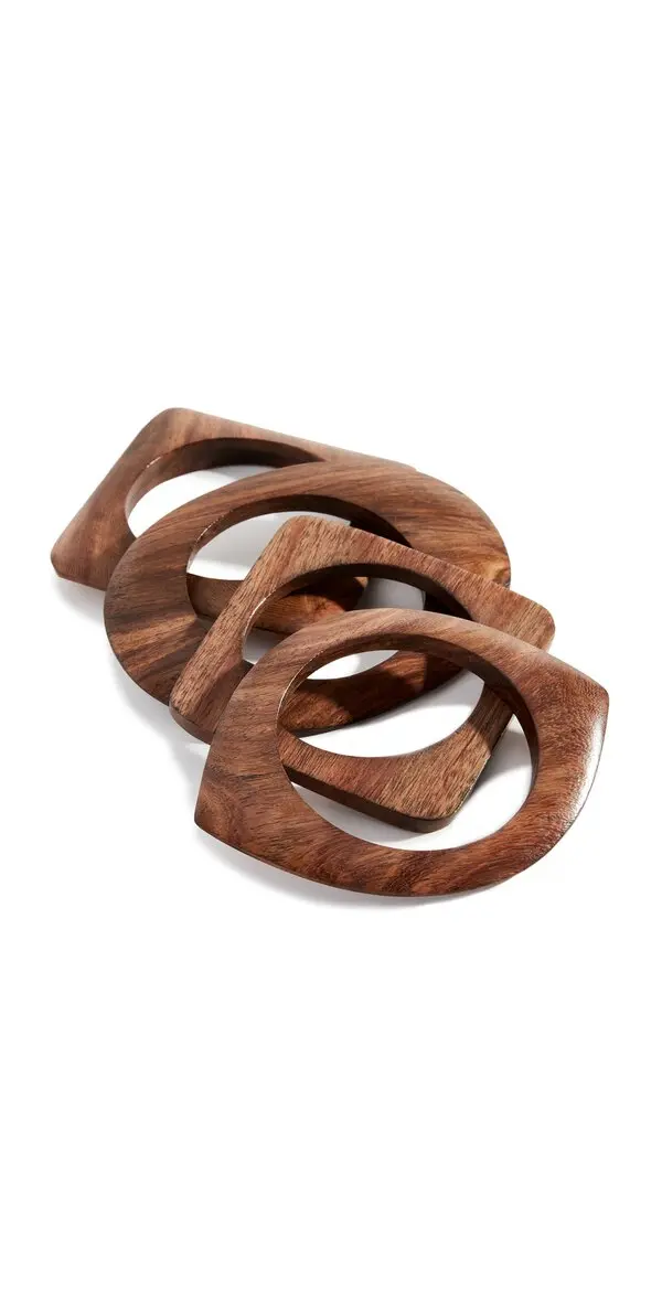 KENNETH JAY LANE Set Of 4 Geometric Bangles - Wood