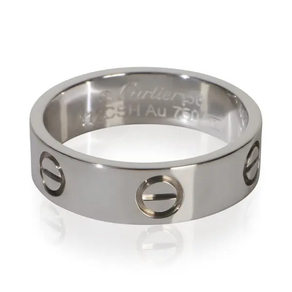 Cartier 18k White Gold Love Motif Band Ring - White_gold