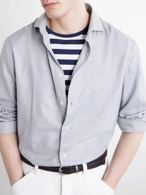 Brunello Cucinelli Herringbone Cotton And Lyocell-blend Shirt