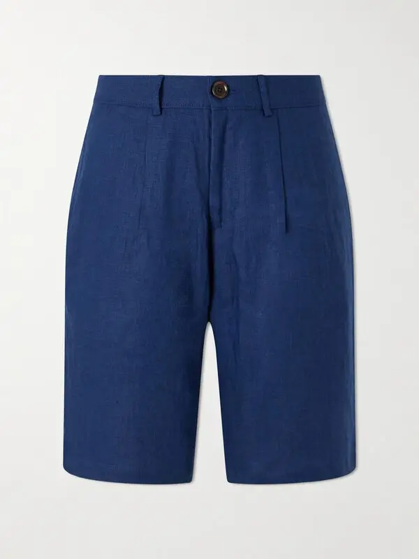 Oliver Peoples Coney Pleated Linen Shorts - Blue