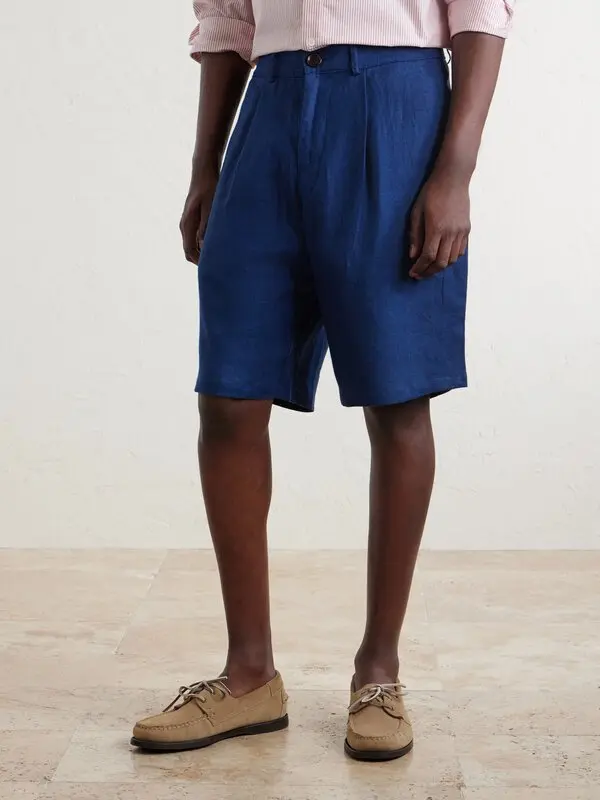 Oliver Peoples Coney Pleated Linen Shorts