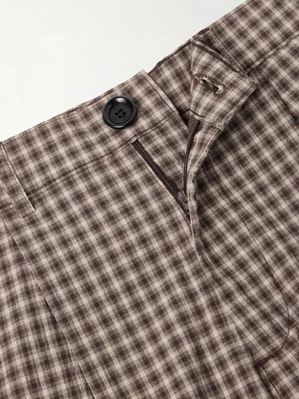 Oliver Peoples Leaman Pleated Checked Cotton-blend Shorts
