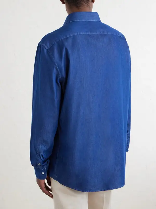 Brunello Cucinelli Cutaway-collar Cotton-chambray Shirt
