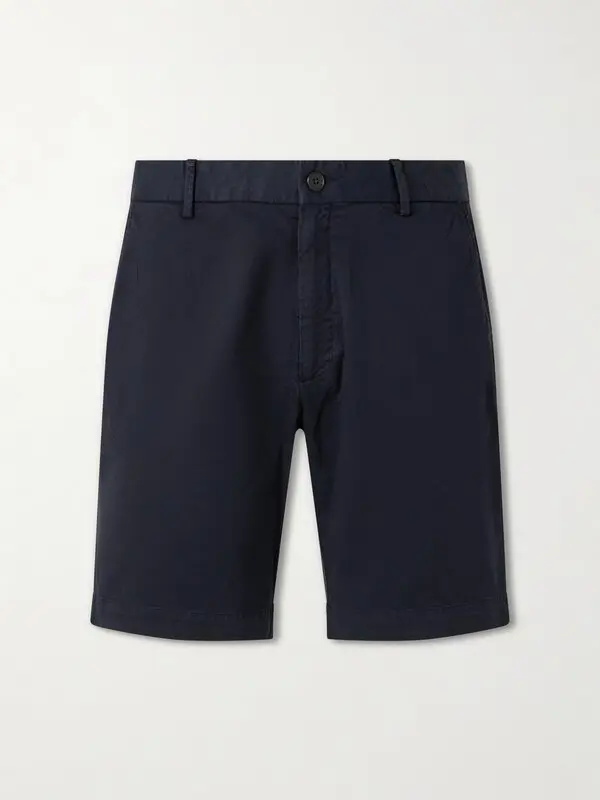 Sunspel Straight-leg Cotton-blend Twill Chino Shorts - Blue
