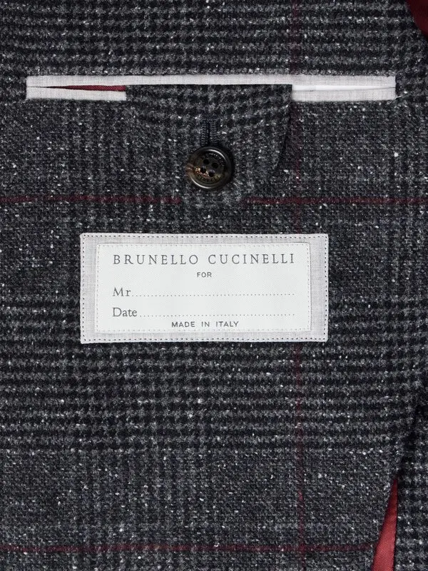 Brunello Cucinelli Checked Silk, Wool And Cashmere-blend Suit Jacket