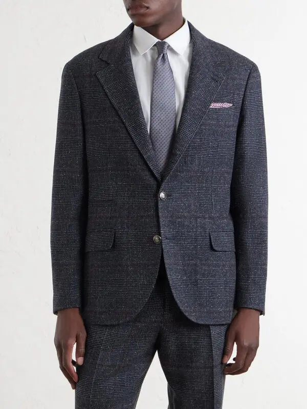 Brunello Cucinelli Checked Silk, Wool And Cashmere-blend Suit Jacket
